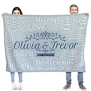 Gifts for Her - Personalized Throw Blanket for Couple Gifts, 40" x 60" Fleece Blanket - 6 Design & 30 Color Options, Wedding Gifts for Couples, Custom Housewarming Gifts for New Home - D4