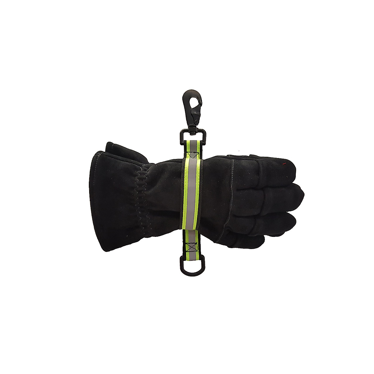 LINE2design Firefighter Glove Strap - Emergency Rescue Turnout Gear Heavy Duty Reflective Gloves Safety Leash - First Responders EMTs Construction and Mechanics Adjustable Work Glove Holder - Green
