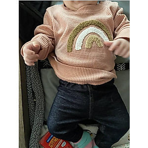 Kulcerry Infant Baby Boy Girl Rainbow Sweatshirt Crewneck Pullover Sweater Long Sleeve Shirt Fall Winter Clothes (Pink, 9-12 months)