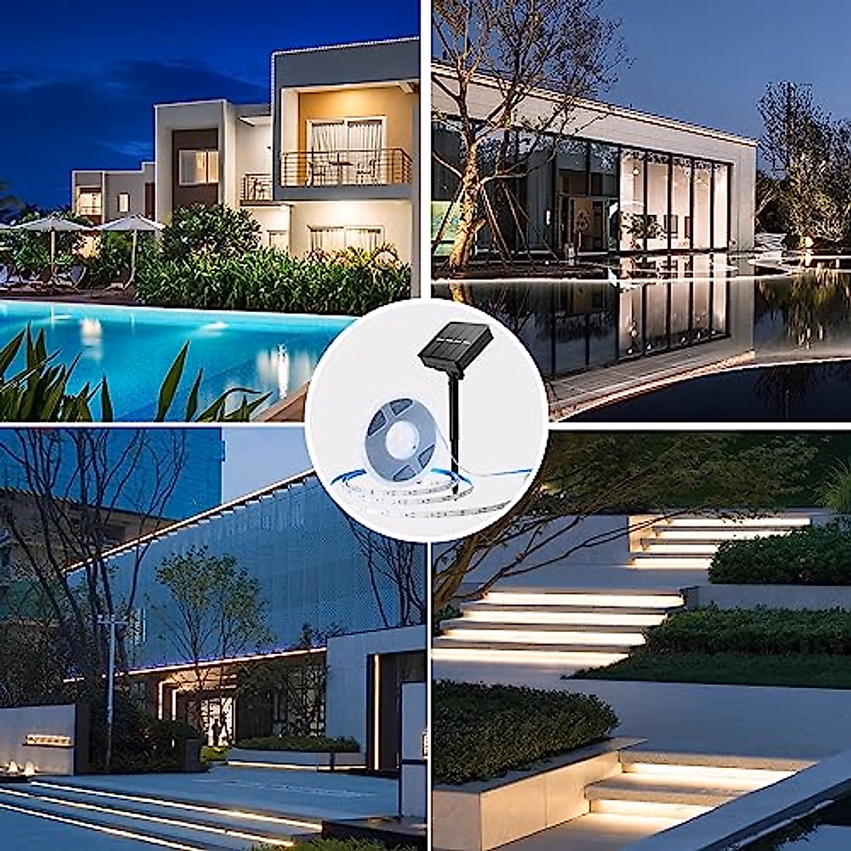 YTDRGB Solar LED Strip Lights - 19.6FT 180 LED Solar Powered LED Strip Lights, 8 Lighting Mode Auto On/Off Solar LED Strip Lights Outdoor Waterproof for Decoration