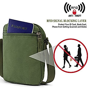 G4Free Small Crossbody Bag RFID Side Shoulder Cell Phone Bag Mini Wallet Purse For Men, Women(Army Green)