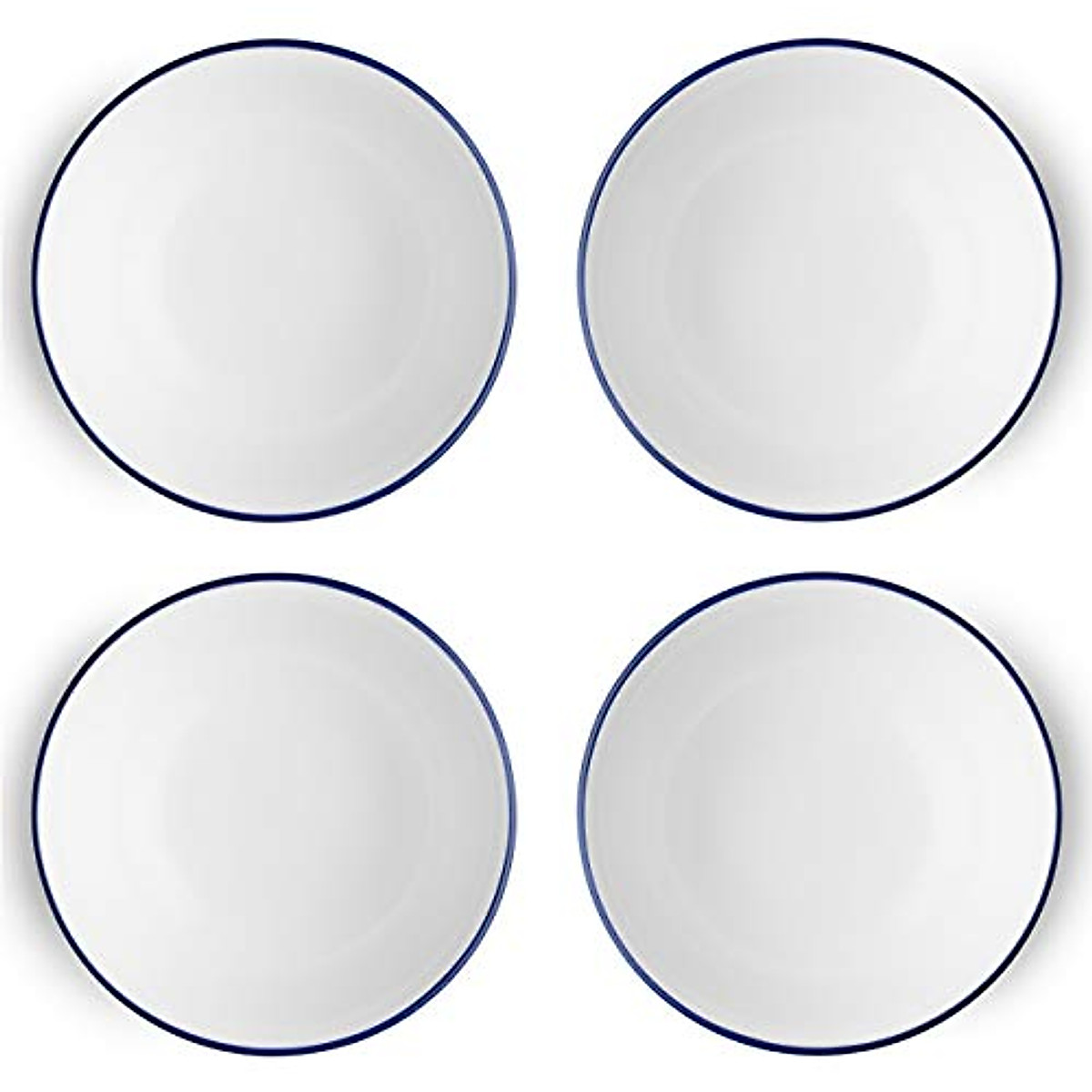 Corelle Livingware Lia 18 Ounce Soup/Cereal Bowl - White with Cobalt Blue Lip (Set of 4)