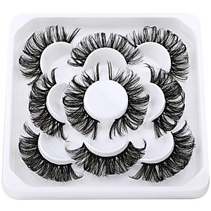 Lanflower Russian Strip Lashes D Curl Wispy Eye Lashes Eyelashes Natural Look 3D False Eyelashes Pack