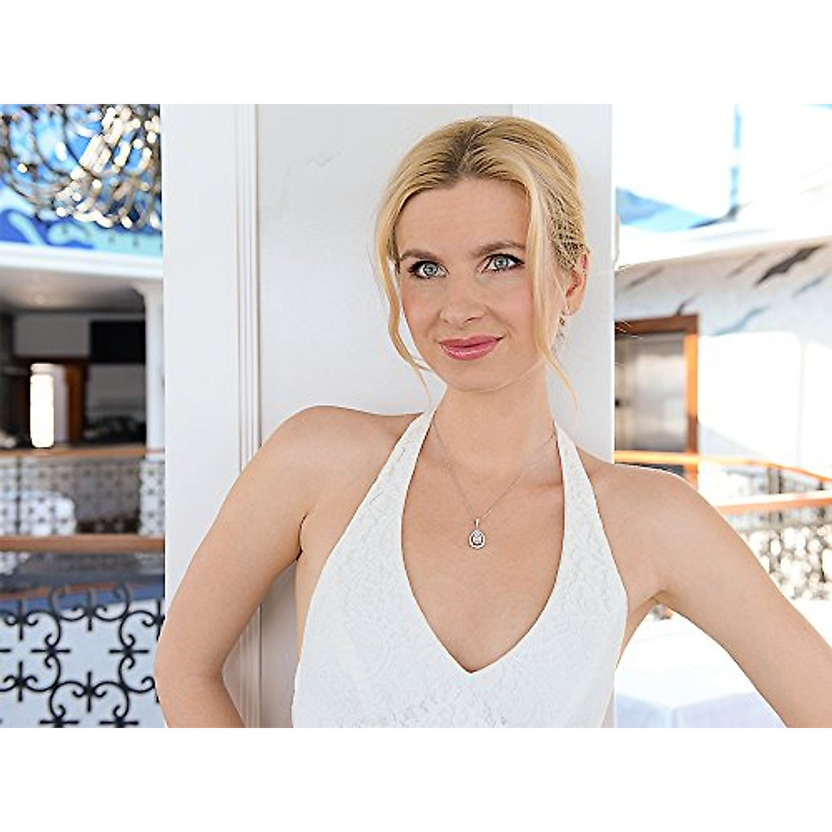 Mariell Cubic Zirconia Crystal Bridal Necklace, Teardrop Pendant, Prom Wedding Jewelry Gift for Women