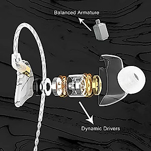 BASN MMCX Triple Driver in-Ear Monitors with Rich Bass, HiFi Stereo IEM Earphones with Upgraded Detachable Cables for Audiophiles Musicians (Porcelain White)