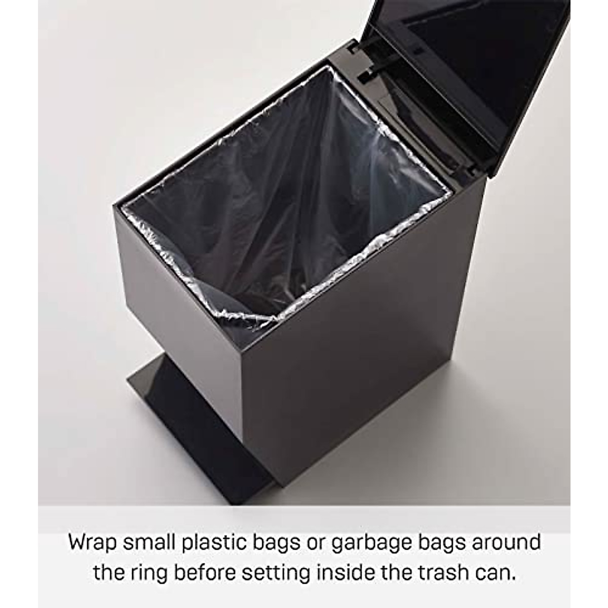 Yamazaki Home Sanitary Step Trash Can - Small Space Waste Bin For Bathroom Kitchen, Plastic, 1 gallon | 3.9 liters, Handles, Lid, No Assembly Req.