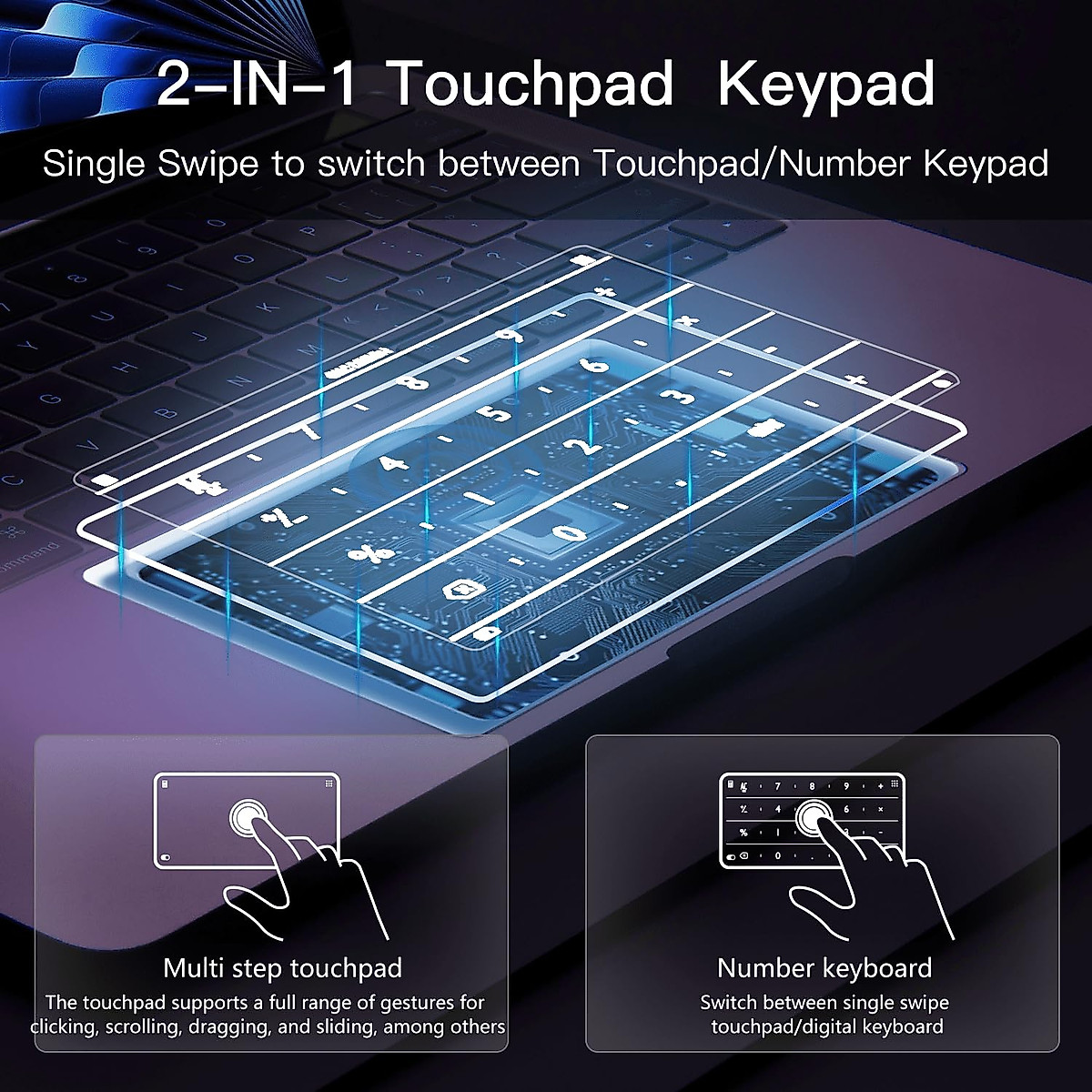 Nums Smart Touchpad Numeric Keypad for Surface Pro 7/8/9/X Surface Laptop All Model, Touchpad Protector, Excellent Touch Experience, Durable Tempered Glass, (Surface Pro 8/9/X)