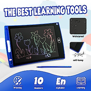 GyTeck LCD Writing Tablet for Kids Toddler Colorful Drawing Board Electronic Erasable Doodle Pad Adults Learning & Education Preschool Toys for Baby Girl Boy Gifts Travel Games Activity 8.5 Inch Blue
