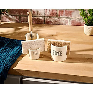 Mud Pie Kitchen Dish Sponge Holder Caddy, Off White