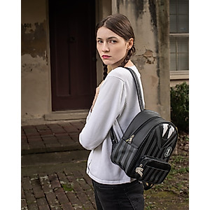 AI ACCESSORY INNOVATIONS Wednesday Nevermore Uniform Vegan Leather Cosplay Mini Backpack Purse, 10.5 Inches, Black