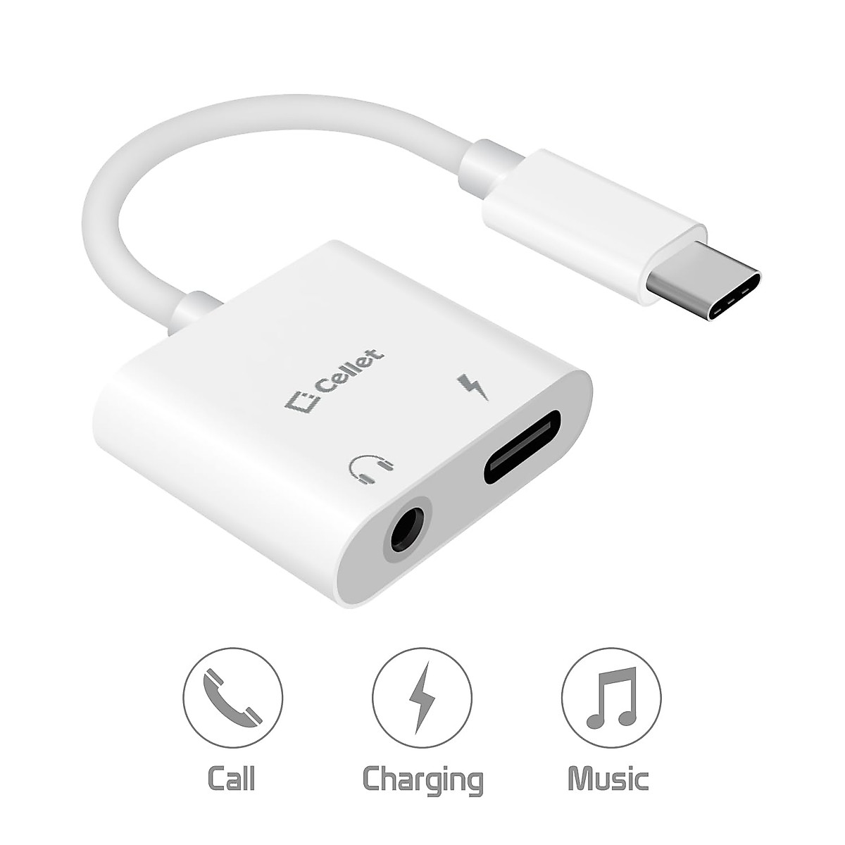 Cellet 3.5mm Aux Audio Adapter USB-C, Type-C USB Enhanced Quality Sound Compatible to iPad, iPad Pro, iPad Air, Samsung Galaxy, Google Pixels, MacBook Pro Air (USB-C to Audio & Power Adapter)