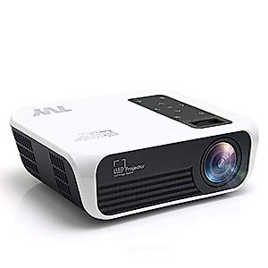 TVY Native 1080P Home Theater Projector 5000 Lumens and 200'' Display Portable Outdoor Movie Projector, Compatible with PS4, PC via HDMI, AV and USB for Entertainment (White)