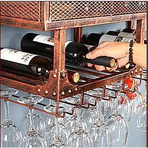 Wine Cabinets European Hanging Wine Rack Metal Iron Storage Rack Bar Home Ceiling Wall-Mounted Wine Champagne Glass Wine Glass Goblet Rack Wine Bottle Rack Multi-Size Storage (Color : A, SizHeavy