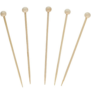 Eco-friendly Natural Wooden Ball Food Picks - 4.7" (Pack of 100) - Sustainable Skewers And Bamboo Picks for Fruits, Appetizers, & Cocktails For Parties, Casual Dining & More