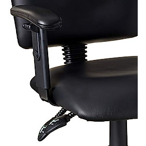 Boss Office Products Multi-Function LeatherPlus Drafting Stool with Adjustable Arms in Black
