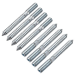 uxcell M10 Hanger Bolts Length 4"(100mm) Double Headed Bolts Self-Tapping Screw 10mm Wood Joint Furniture Legs 8pcs
