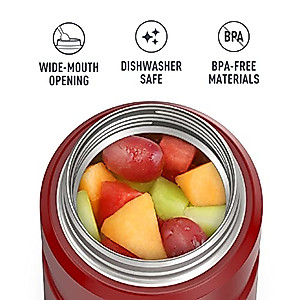 THERMOS Stainless King Vacuum-Insulated Food Jars with Spoon, 24 Ounce, Rustic Red and 16 Ounce, Midnight Blue