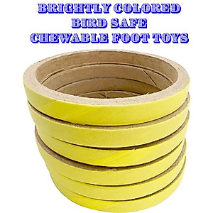 Mandarin Bird Toys by M&M - 8004 Pk12 3.5 Inch Skinny Yellow Donut, Colorful Cardboard Classic Chew Bird Foot Toys, Lots of Shreddable Layers, Add to Toys, Great for Medium to Large Size Pets