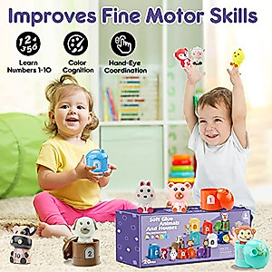 Farm Animal Toddler Toys for Baby: Kids Learning Toys 20 Pcs Finger Puppets with Counting, Matching, Bath, Role-play| Ideal Christmas Birthday Easter Gifts Stocking Stuffers for Boy Girls Toddlers 1-3