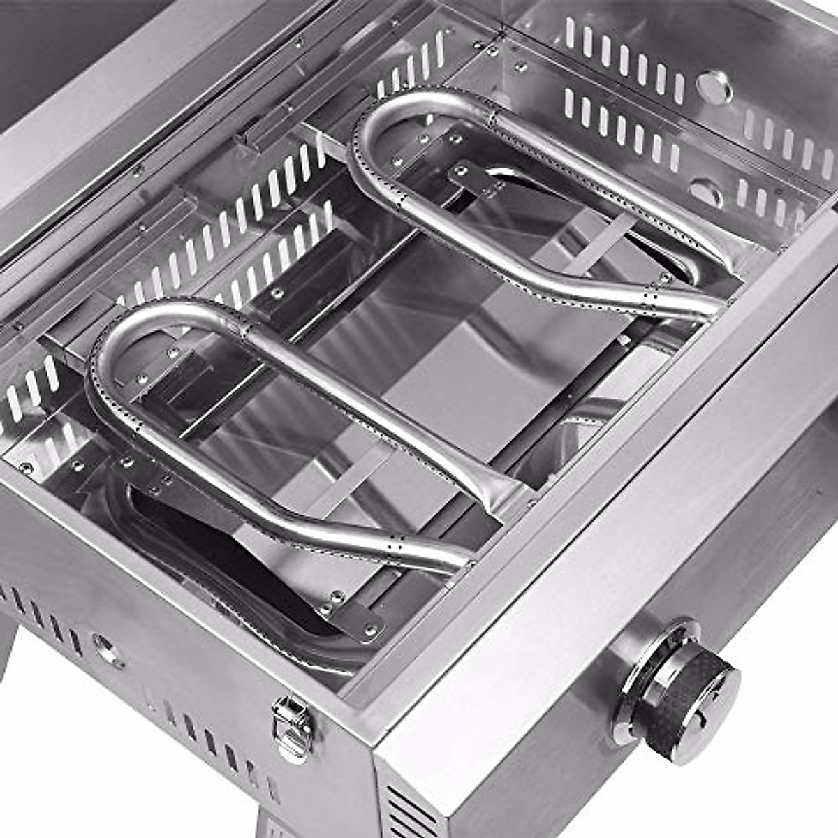 ZOKOP Portable Propane Gas Grill, 20000 BTU Tabletop Stainless Steel 2-Burner BBQ Grid with Foldable Legs for Picnic Camping Trip, Tailgating, Patio Garden Home Use, 22 x 18 x 15 Inch, Steel, Silver