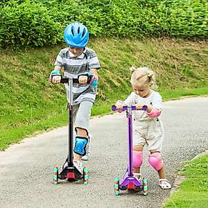 Hikole 3-Wheel Scooter for Kids with LED Wheels - Adjustable Height, Lean-to-Steer Design, for Girls & Boys 3-12 Years Old