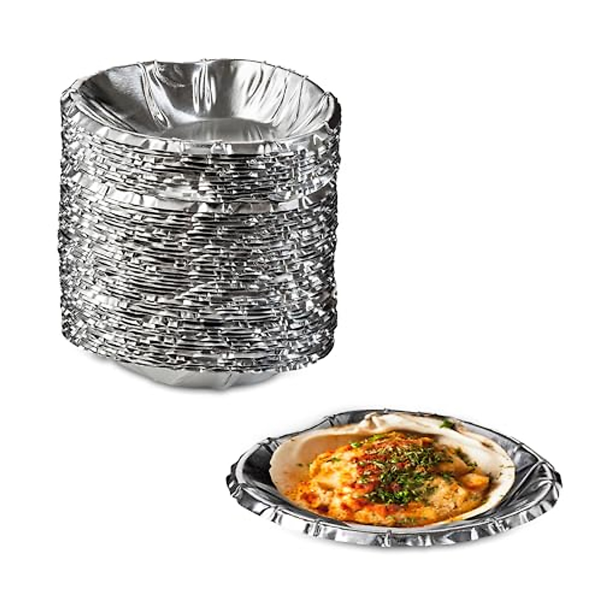 MT Products Aluminum Foil Clamshells - Pack of 50 Mini Pans for Baking Clam Shells - Disposable Pie Tins - Plate for Serving All Types of Clam Pies