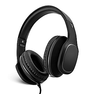 V7 HA701-3NP Over-Ear Headphones with Microphone and Volume Control, Foldable, Call Answering for Cellphones, Tablets, Smartphones, Laptop Computer, PC, Black