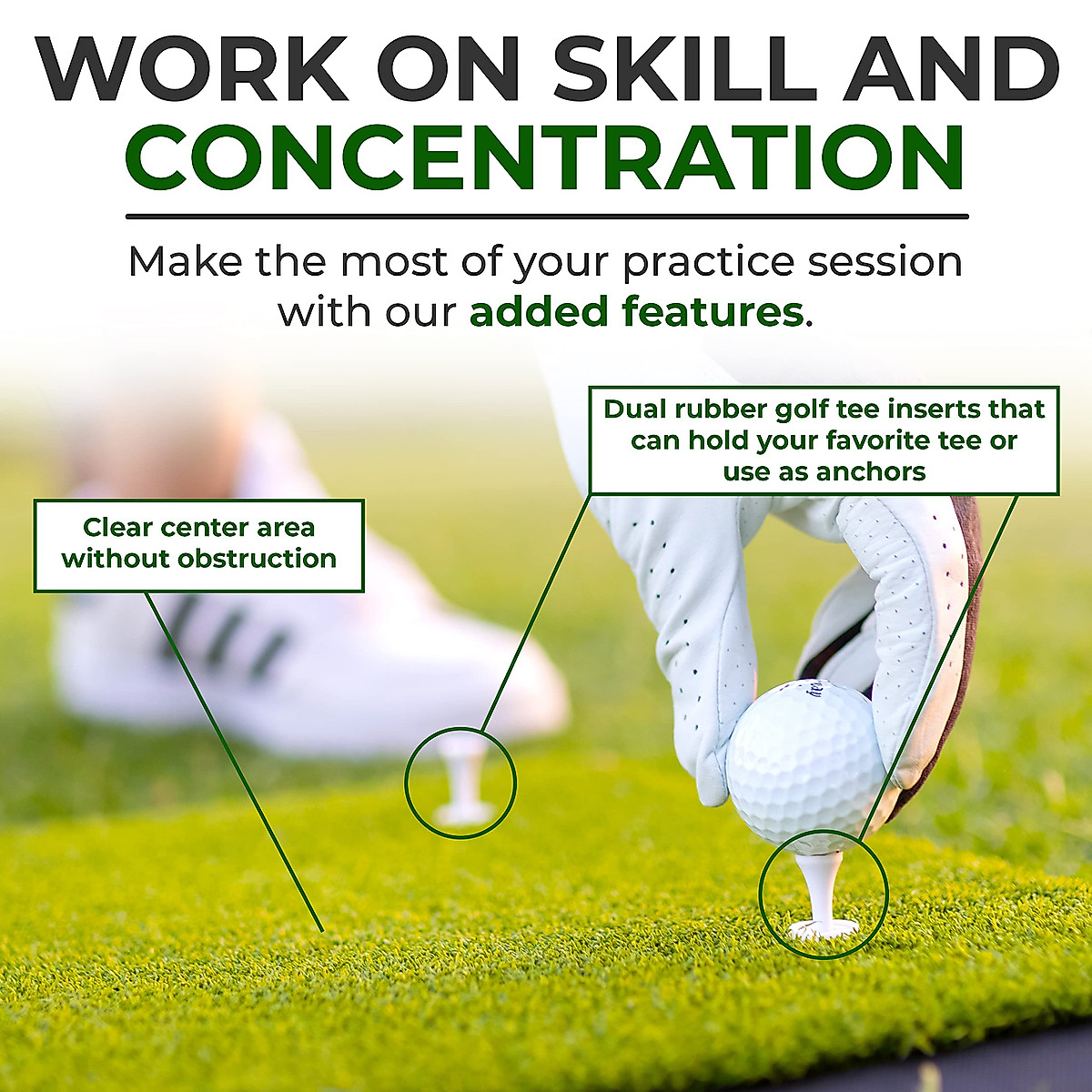 Golf Mat, Golf Hitting Mat, Golf Practice Mat, Golf Mats Practice Outdoor, Golf Matt for Indoors, Golf Chipping Mat, Golf Turf Mat, 18"x14"