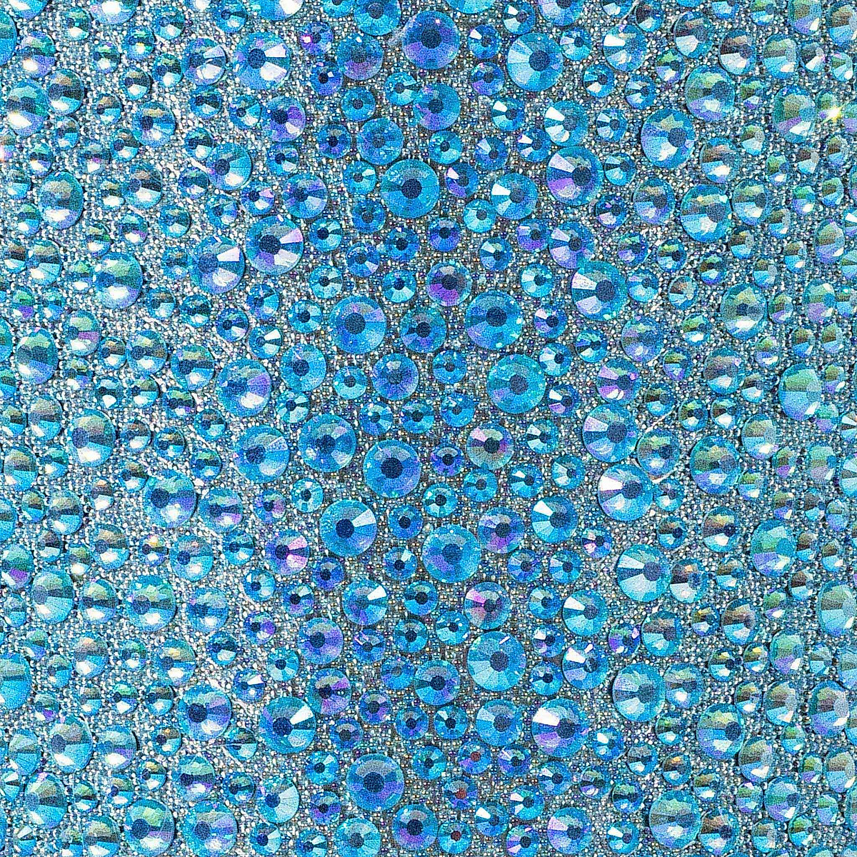 Strass Insulated Beverage Tumbler, Glass Rhinestones on Stainless Steel, Aqua Iridescent, Sold Individually