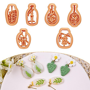 Puocaon Boho Bottle Polymer Clay Cutters - 6 Design Clay Cutters for Polymer Clay Jewelry, Crescent Moon Clay Cutters for Earrings, Mushroom Clay Jewelry Cutters, Potion Bottle Clay Earring Cutters