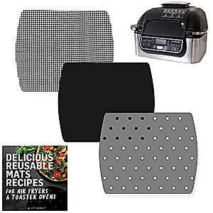 Air Fryer Reusable Liner Accessories for Ninja Foodi Grill AG301 5-in-1 4qt Ninja Air Fryer Accessories with Air Fryer Recipes, Easy to Clean, Food Safe Replacement for Parchment Paper by INFRAOVENS