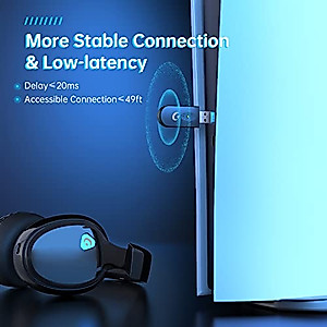 Gtheos 2.4GHz Wireless Gaming Headphones for PC, PS4, PS5, Mac, Nintendo Switch, Bluetooth 5.2 Gaming Headset with Detachable Noise Canceling Microphone, Stereo Sound, 3.5mm Wired Mode for Xbox Series