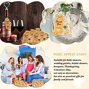 48 Set Heart Shaped Wine Beverage Bottle Stopper Party Favors Bulk Love Design for Guests with Sheer Bags, Labels, Rope for Valentines Souvenir Gifts Engagement Wedding Bridal Shower Supplies (Gold)