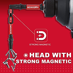 Geinxurn 30 Pieces (T7-T40) Impact Screwdriver Bit Set, Magnetic Multi-Torx Head Power Bits,S2 Alloy Steel Star Bits with 1 Pc Impact Bit Holder and Storage M-Box