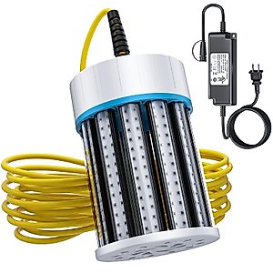 Tendelux Ultra-Bright Underwater Fishing Light, 110V & 12V Green LED Submersible Light Attractants for Docks, Boats or Kayaks, IP68 Rated for Fresh & Salt Water (30ft Cable)