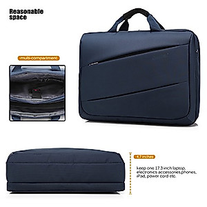 CoolBELL 17.3 inch Laptop Messenger Bag Multi-functional Briefcase Multi-compartment Handbag Include shoulder strap For Macbook/Acer/HP/Dell Alienware/Lenovo/Men/Women (Blue)