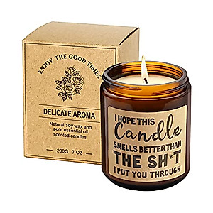 Aromaflare Scented Candles Best Friend Funny Mother Father's Day Gifts for Women Personalized Birthday Gift for Sisters Bestie Unique Christmas Presents for Female (Brown c)