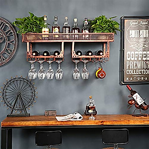 PIBM Stylish Simplicity Wine Shelf Wall-Mounted Wine Rack, Wrought Iron Wall Hanging Wine Rack Wine Rack, Bronze , 120CM
