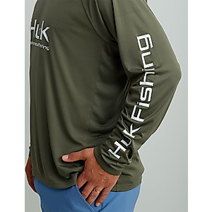 HUK Men's Standard Pursuit Vented Long Sleeve Hoodie, Fishing Shirt with Hood, Moss, Large