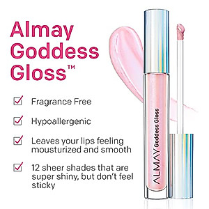 Almay Lip Gloss, Non-Sticky Lip Makeup, Holographic Glitter Finish, Hypoallergenic, 200 Angelic, 0.9 Oz