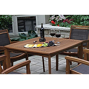 Outdoor Interiors 10555DK Sling and Eucalyptus Stackable Arm Chair, Dark Brown