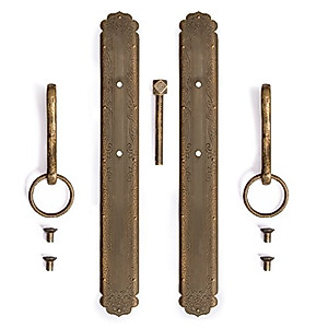 Hardware Philosophy Double Stitch Brass Cabinet Strip Hardware Backplate Pulls Set 16"