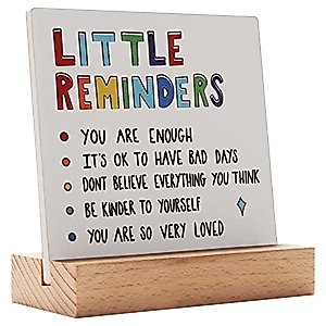Mental Health Gift for Women, Little Reminders Office Decor Sign, Positivity Recovery Self Care Encourage Gift, Desk Decor Plaque Gifts