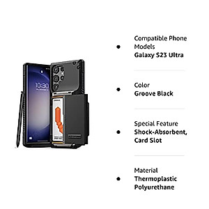 VRS Design Damda Glide Pro Phone Case for Galaxy S23 Ultra, Sturdy Semi Auto Wallet [4 Cards] Compatible with Galaxy S23 Ultra 6.8" (2023)
