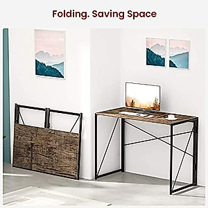 Garden Elements Modern Small Computer Folding Desk for Home Office, 39" (Brown)