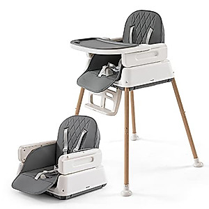 3 in 1 Baby High Chair,Adjustable Convertible Chairs Baby High Chairs for Babies and Toddlers,Portable and Easy to Clean,Gray