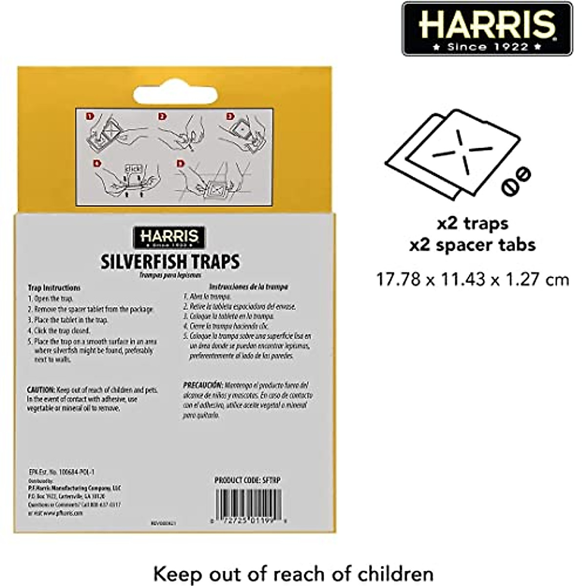 Harris Silverfish Killer Traps for Indoor, 2-Pack