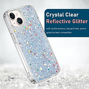 QOVOC Designed for iPhone 13 Mini Case Glitter - Sparkly Protective Phone Case for iPhone 13 Mini 5.4 Inch - Clear/Blue [Endless Memory]
