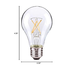 Satco S12460 5 Watt A19 LED Bulb, Clear, 2700K, Medium Base, 120 Volt, 4-Pack