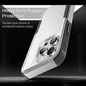 JETech Case for iPhone 14 Pro 6.1-Inch, Heavy Duty Dual-Layer Rugged Protection, Shockproof Protective Tough Phone Cover with Matte Back (White)